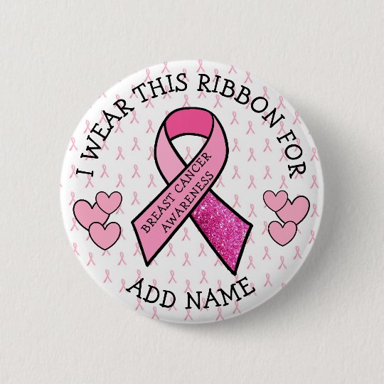Personalized Pink Breast Cancer Button | Zazzle.com