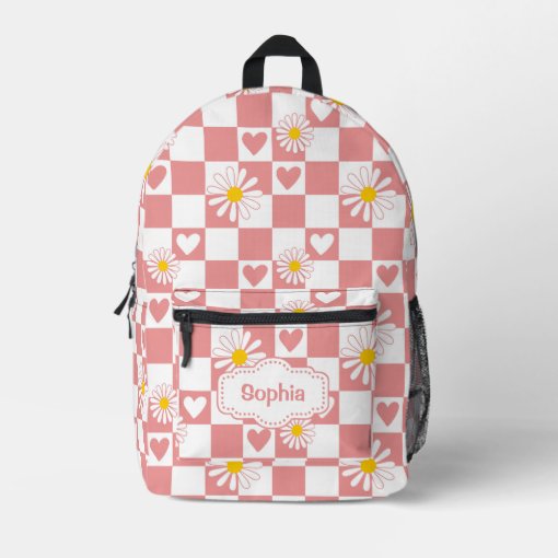 Personalized Pink Checkered Backpack | Zazzle
