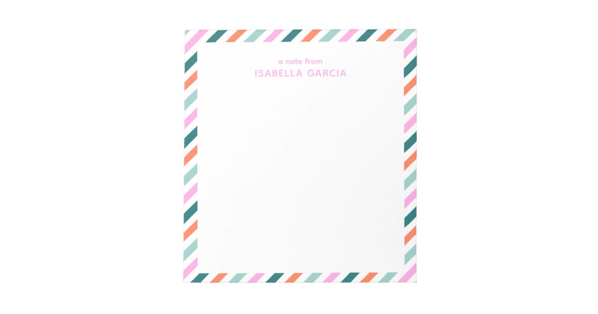 Personalized Pink Cute Striped Notepad | Zazzle