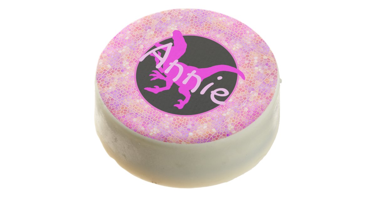 Personalized Pink Dinosaur Hide Chocolate Covered Oreo | Zazzle