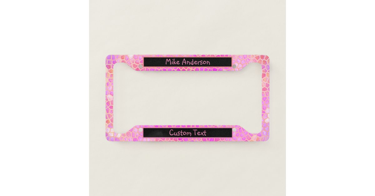 Personalized Pink Dinosaur Hide License Plate Frame | Zazzle