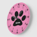 Personalized Pink Dog Paw Large Clock | Zazzle