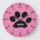 Personalized Pink Dog Paw Large Clock | Zazzle