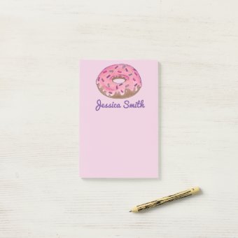 Personalized Pink Donut Doughnut Sprinkles Foodie Post-it Notes | Zazzle