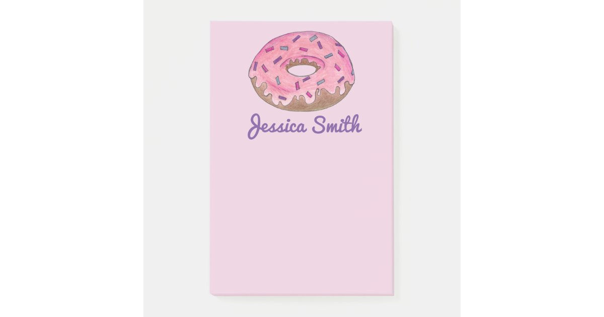 Personalized Pink Donut Doughnut Sprinkles Foodie Post-it Notes | Zazzle