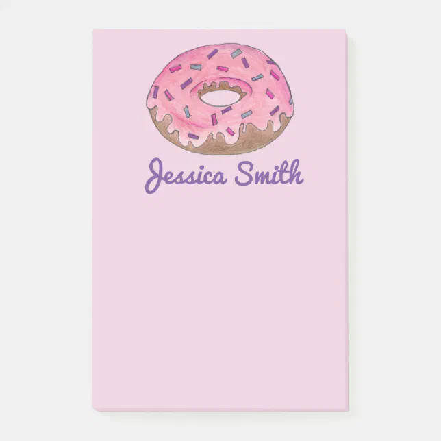 Personalized Pink Donut Doughnut Sprinkles Foodie Post-it Notes | Zazzle