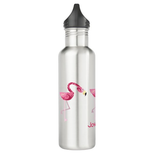 Personalized Pink Flamingo Bird Water Bottle | Zazzle