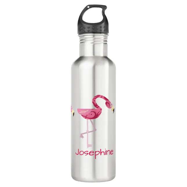Personalized Pink Flamingo Bird Water Bottle | Zazzle