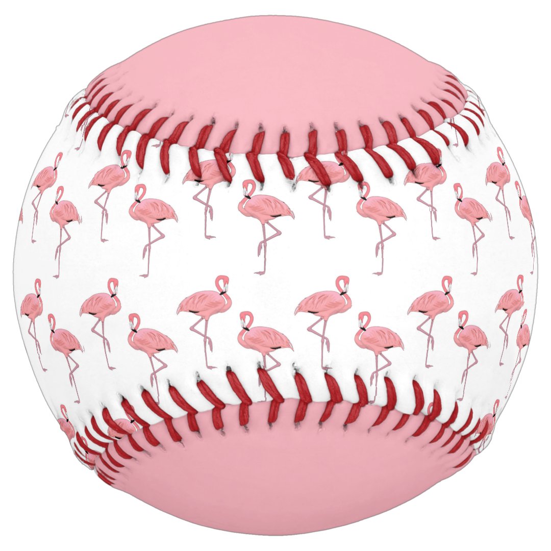 Personalized Pink Flamingo Pattern Trendy Softball | Zazzle