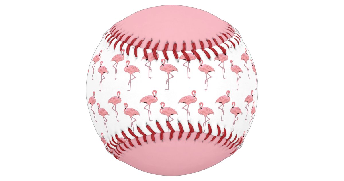 Personalized Pink Flamingo Pattern Trendy Softball | Zazzle
