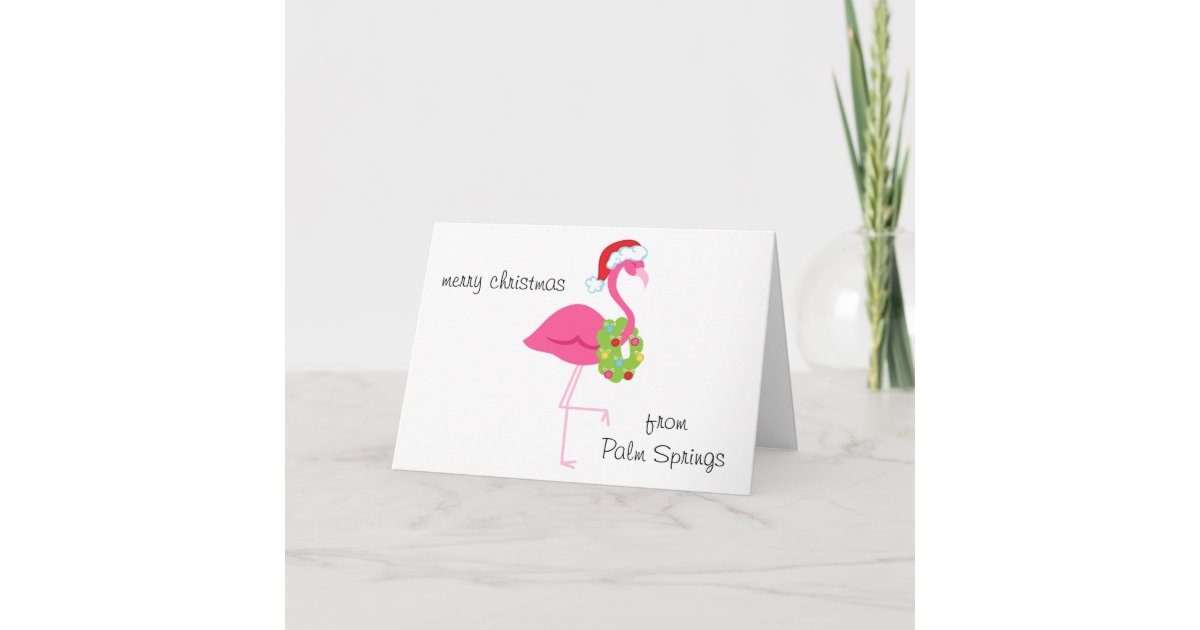 Personalized Pink Flamingo Santa Christmas Card | Zazzle