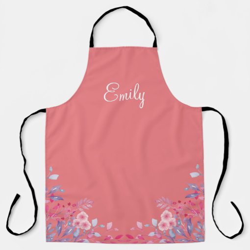 Personalized Pink Floral Apron | Zazzle