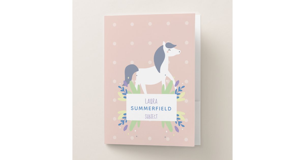 Personalized Pink Floral Horse Lover Pastel Pocket Folder | Zazzle