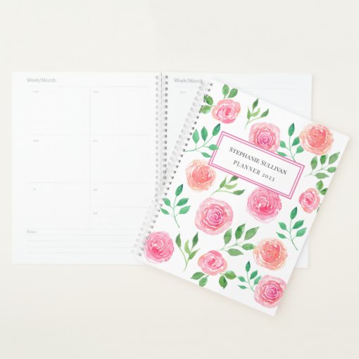 Personalized Pink Floral Planner | Zazzle