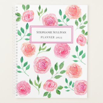 Personalized Pink Floral Planner | Zazzle