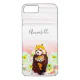 Personalized Pink Floral Red Panda iPhone 8/7 Case | Zazzle