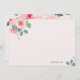 Personalized Pink Floral Watercolor Flat Note Card | Zazzle
