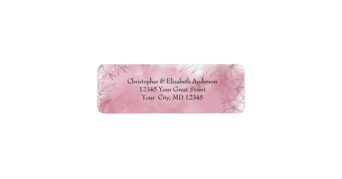 Personalized Pink Floral Watercolor return address Label | Zazzle