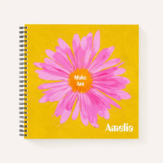 Personalized Pink Flower Painting Notebook | Zazzle