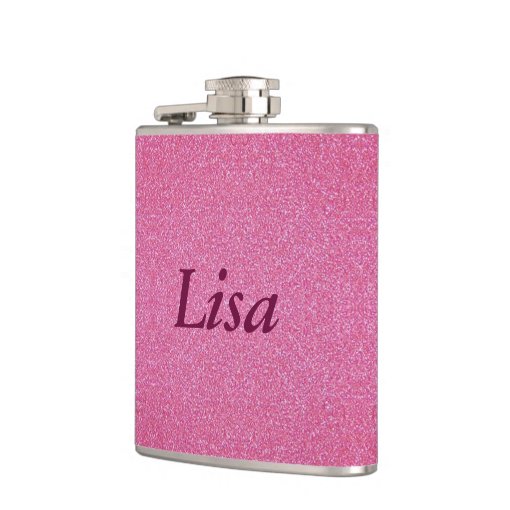 Personalized Pink Glitter Flask | Zazzle