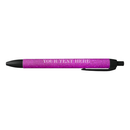 Personalized pink glitter pen with custom text | Zazzle