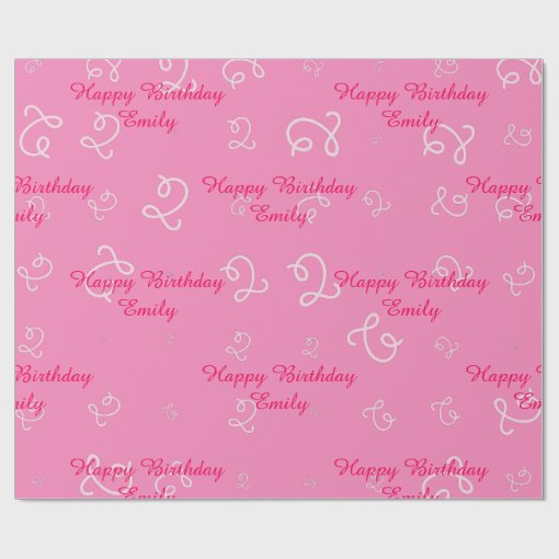 Personalized pink Happy 2nd Birthday Wrapping Paper | Zazzle