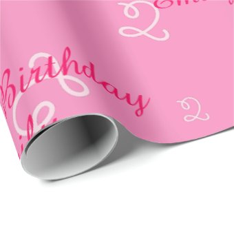 Personalized pink Happy 2nd Birthday Wrapping Paper | Zazzle