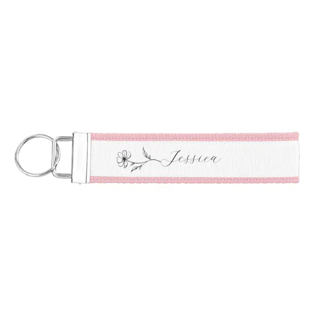 Personalized Pink Keychain with Floral Design | Zazzle