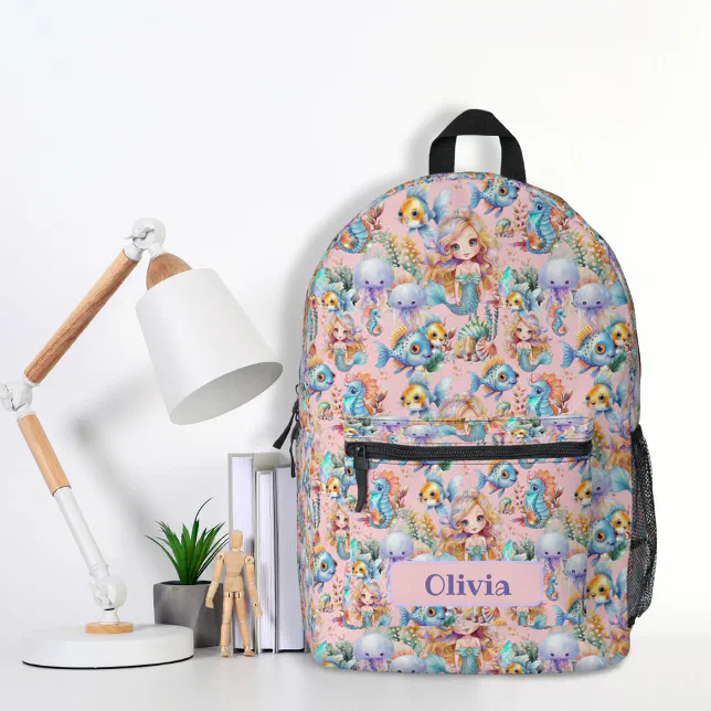 Personalized Pink Mermaid Backpack | Zazzle