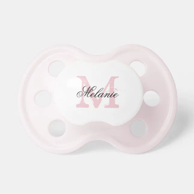 Personalized pink monogram baby pacifier for girl | Zazzle