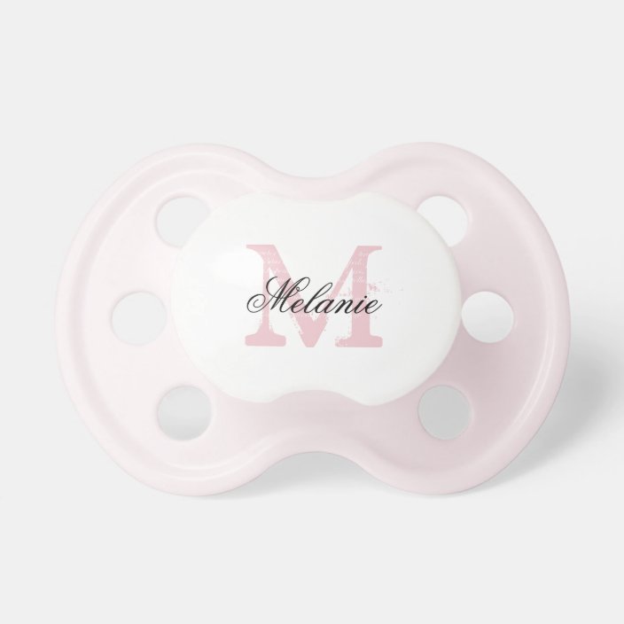Personalized pink monogram baby pacifier for girl | Zazzle