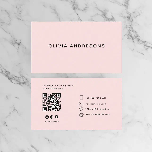 Personalized Pink & Name Monogram | Elegant Custom Business Card | Zazzle