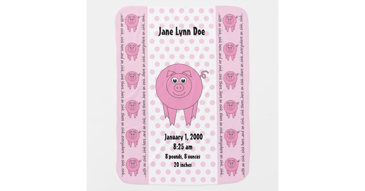 Personalized Pink Pig Blanket (two-sided) | Zazzle