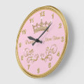 Personalized PINK Princess Clock with Gold Accents | Zazzle