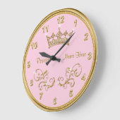 Personalized PINK Princess Clock with Gold Accents | Zazzle