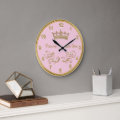 Personalized PINK Princess Clock with Gold Accents | Zazzle