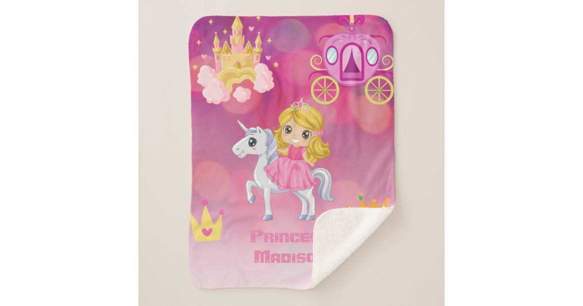 Personalized Pink Princess Sherpa Blanket | Zazzle