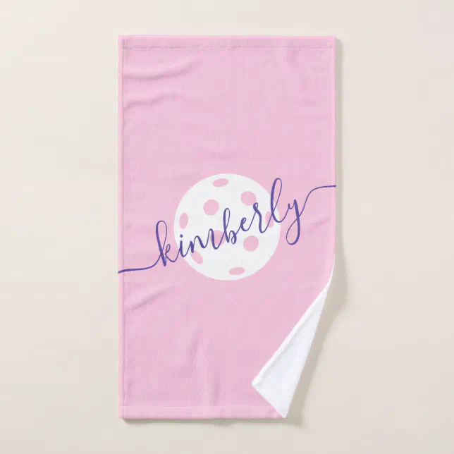 Personalized Pink Purple Pickleball Script Name Hand Towel | Zazzle