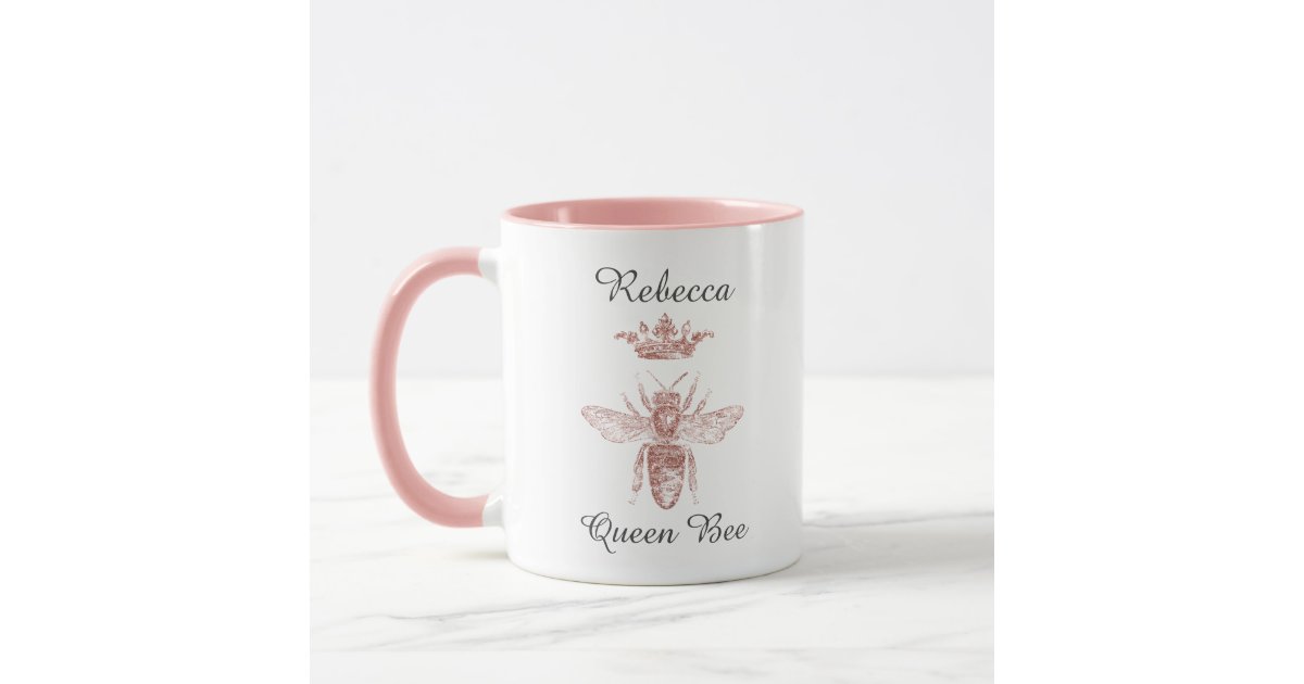 Personalized Pink Queen Bee with Crown Mug | Zazzle