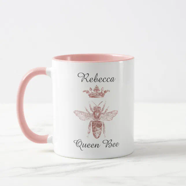 Personalized Pink Queen Bee with Crown Mug | Zazzle