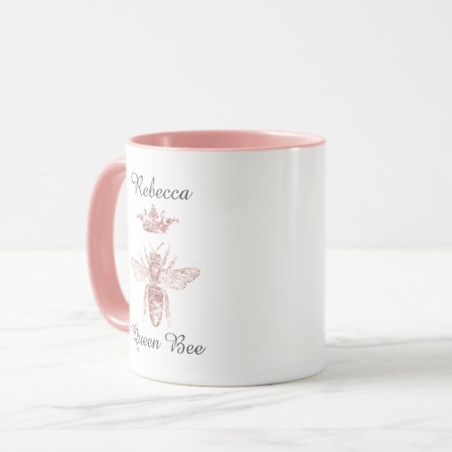 Personalized Pink Queen Bee with Crown Mug | Zazzle