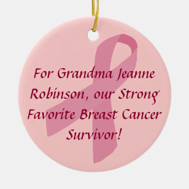 Personalized Pink Ribbon Breast Cancer Ornaments | Zazzle
