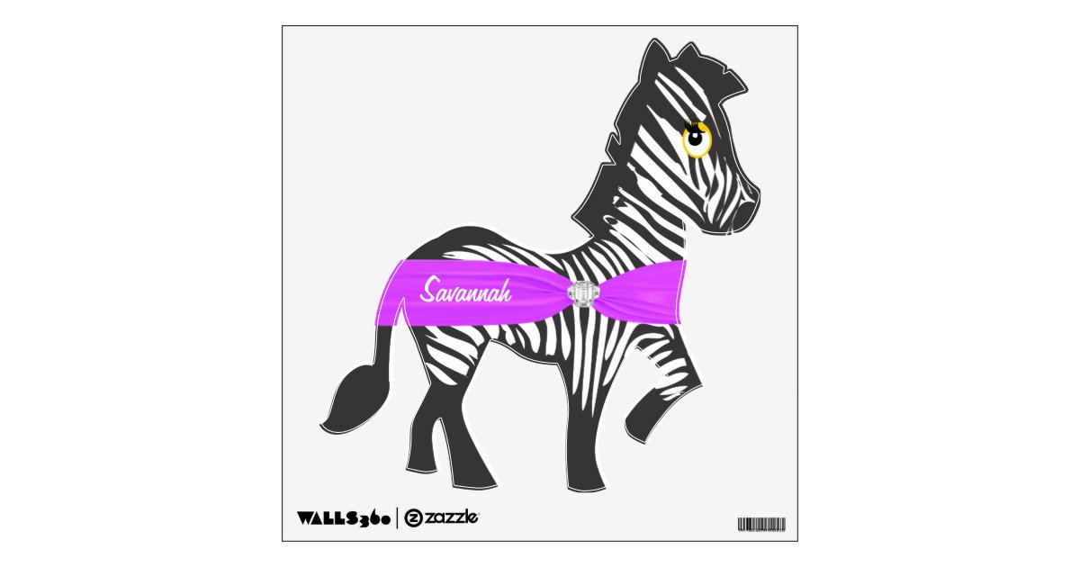 Personalized Pink Ribbon Zebra Wall Decal | Zazzle