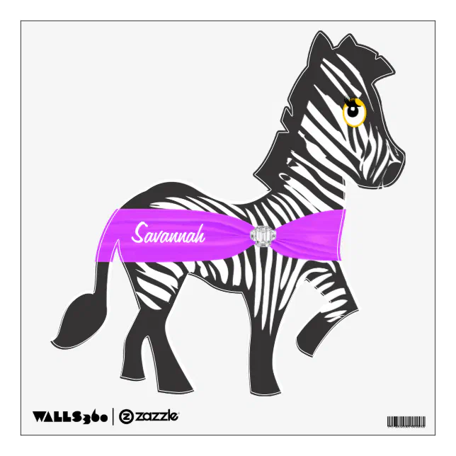 Personalized Pink Ribbon Zebra Wall Decal | Zazzle