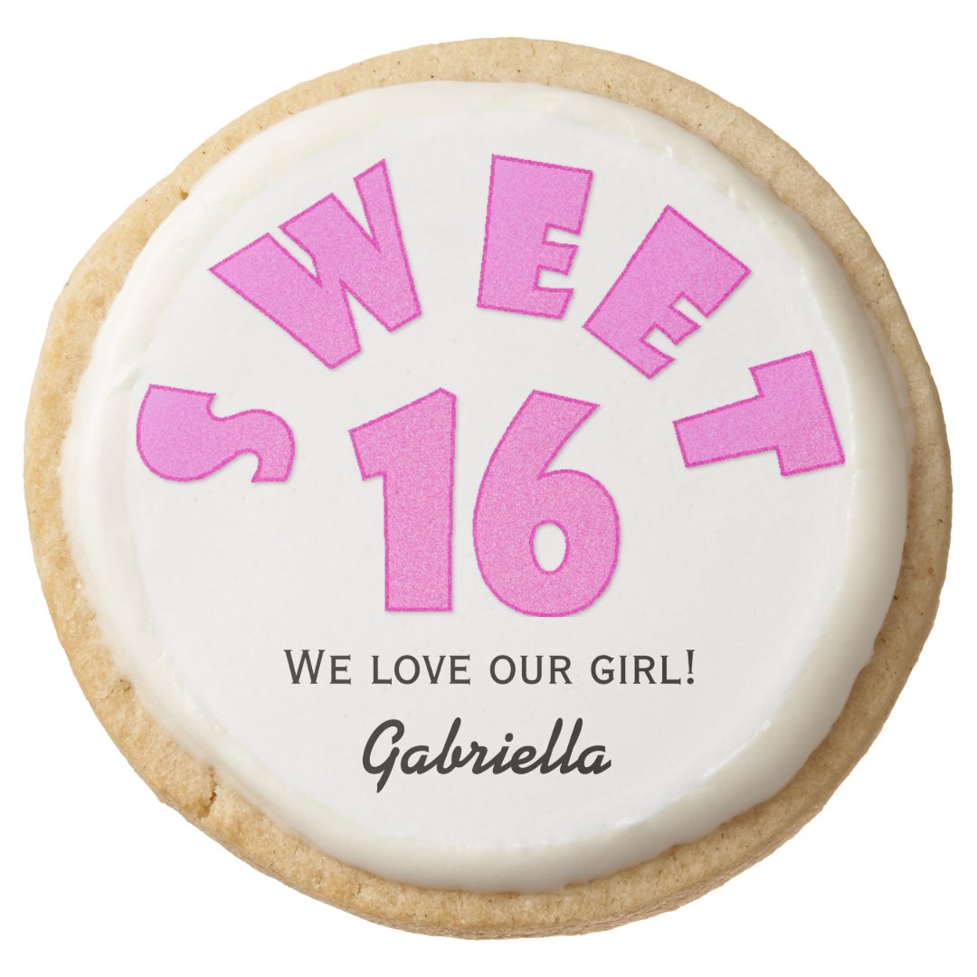 Personalized: Pink Sweet 16 Cookies | Zazzle