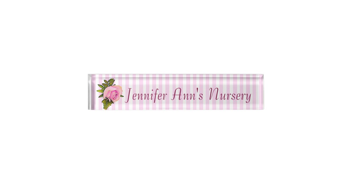 Personalized Pink Vintage Rose Baby Nursery Name Name Plate | Zazzle