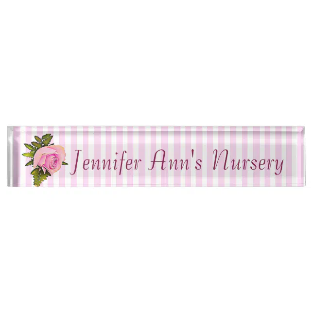 Personalized Pink Vintage Rose Baby Nursery Name Name Plate | Zazzle