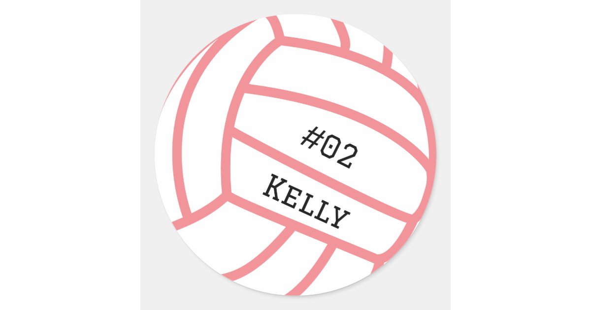 Personalized Pink Volleyball Stickers | Zazzle