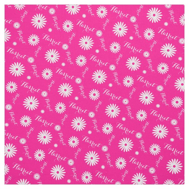 Pink and White Daisies Pattern Fabric | Zazzle