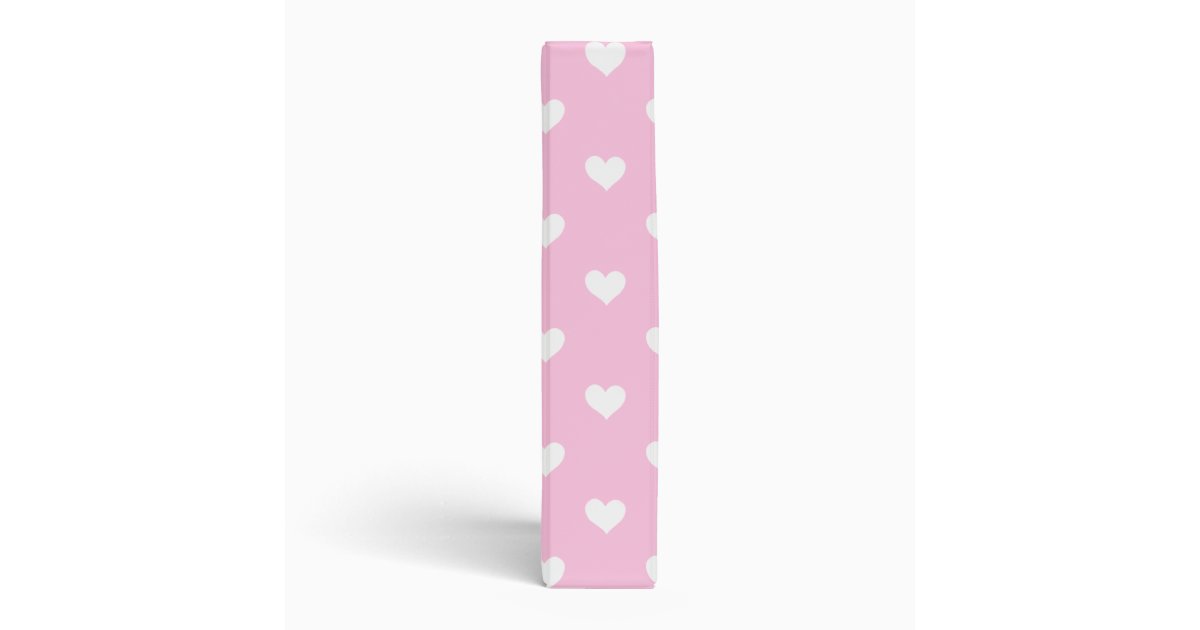 Personalized: Pink With White Heart Binder | Zazzle.com